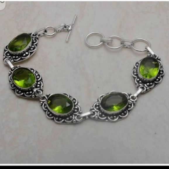 Hand Crafted | Jewelry | New Simulated Peridot Sterling Silver Bracelet ...